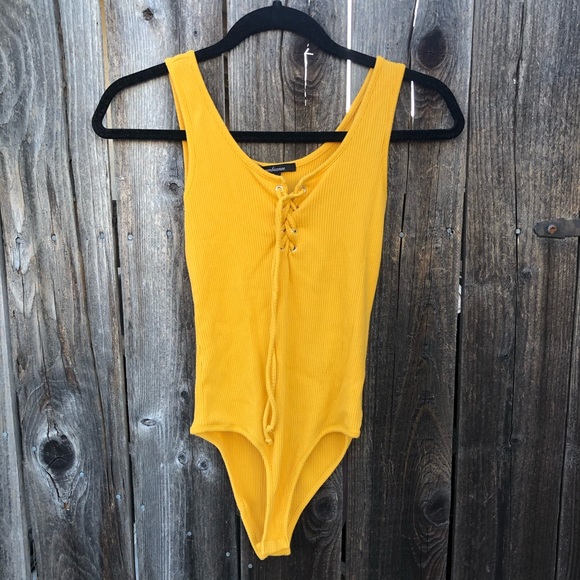 Ambiance | Tops | Never Worn Yellow Ribbed Bodysuit | Poshmark